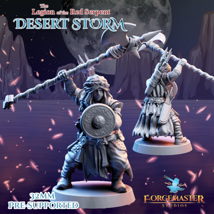 3D Printable Desert Halberd Warriors - Desert Shadow Halberd Poses by ...