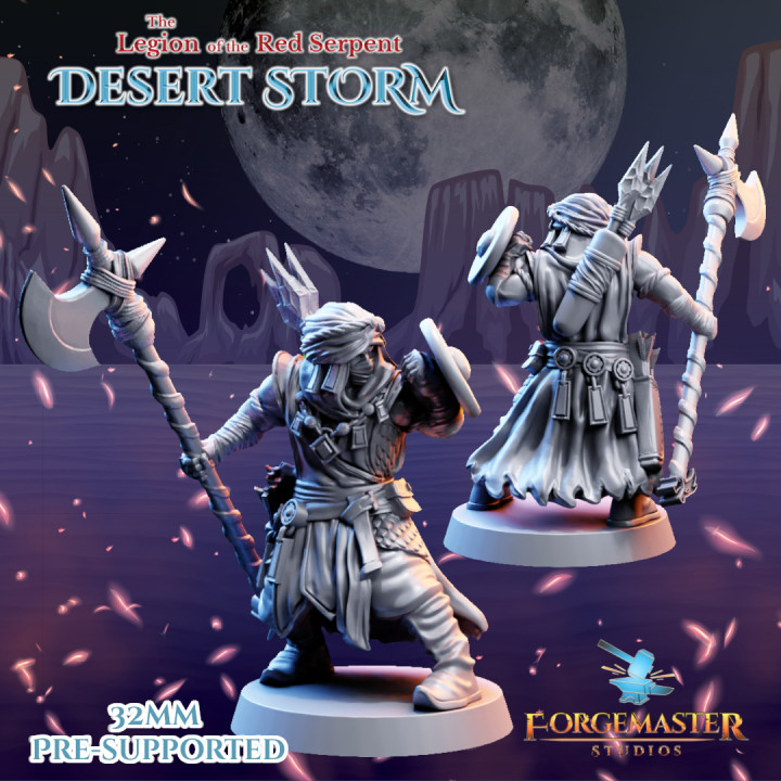 3D Printable Desert Halberd Warriors - Desert Shadow Halberd Poses by ...