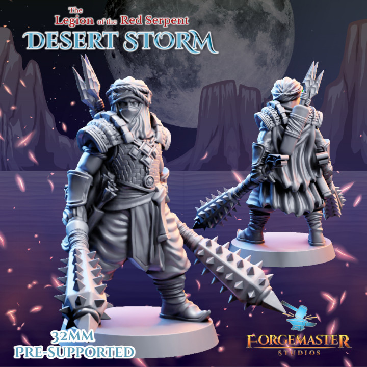 3D Printable Desert Dual Mace Warriors - Desert Shadow Dual Mace Poses ...