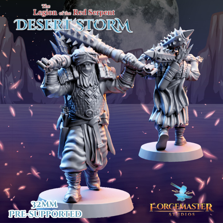 3D Printable Desert Dual Mace Warriors - Desert Shadow Dual Mace Poses ...