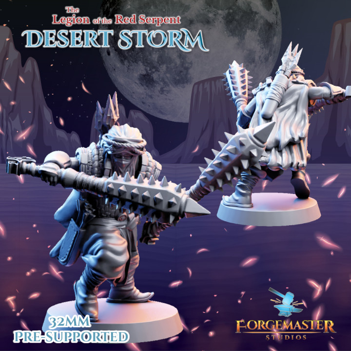 3D Printable Desert Dual Mace Warriors - Desert Shadow Dual Mace Poses ...