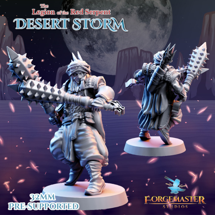 3D Printable Desert Dual Mace Warriors - Desert Shadow Dual Mace Poses ...