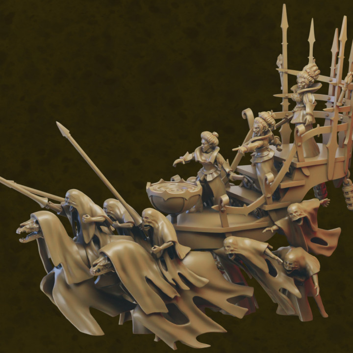 3D Printable Ghost Chariot miniature (32mm, modular) by Juhász Gergely
