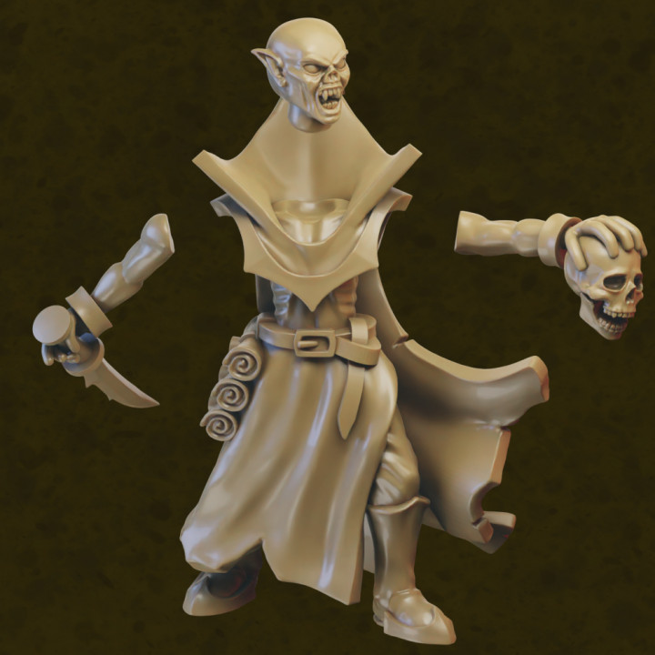 3D Printable Vampire Wizard miniature (32mm, modular) by Juhász Gergely