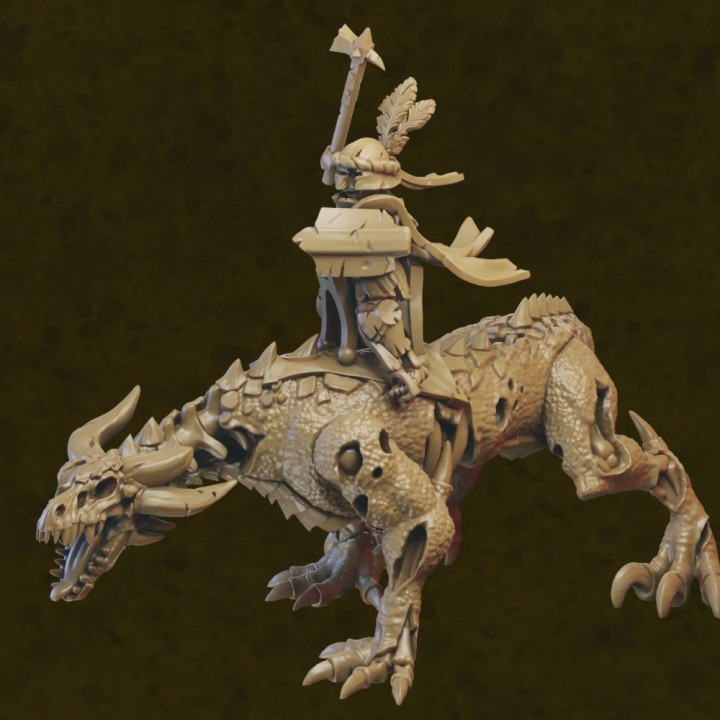 3D Printable Revenant King on Undead Dragon miniature (32mm, modular ...