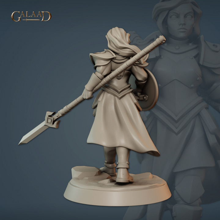 3D Printable Female vanguard fighter by Galaad Miniatures