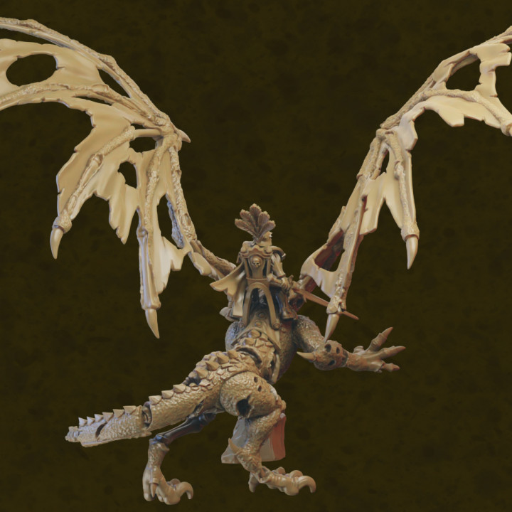 3D Printable Vampire on Undead Dragon miniature (32mm, modular) by ...