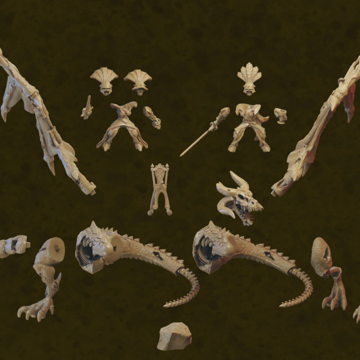 3D Printable Vampire on Undead Dragon miniature (32mm, modular) by ...