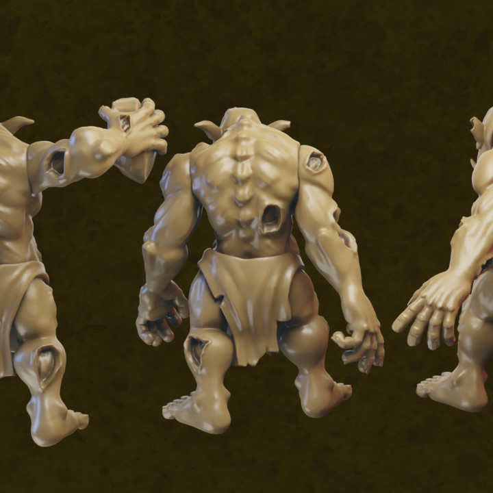 3D Printable Zombie Troll miniatures (32mm, modular) by Juhász Gergely