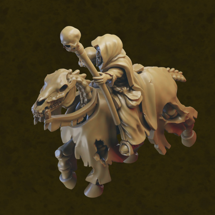 3D Printable Necromancer on horse miniature (32mm, modular) by Juhász ...