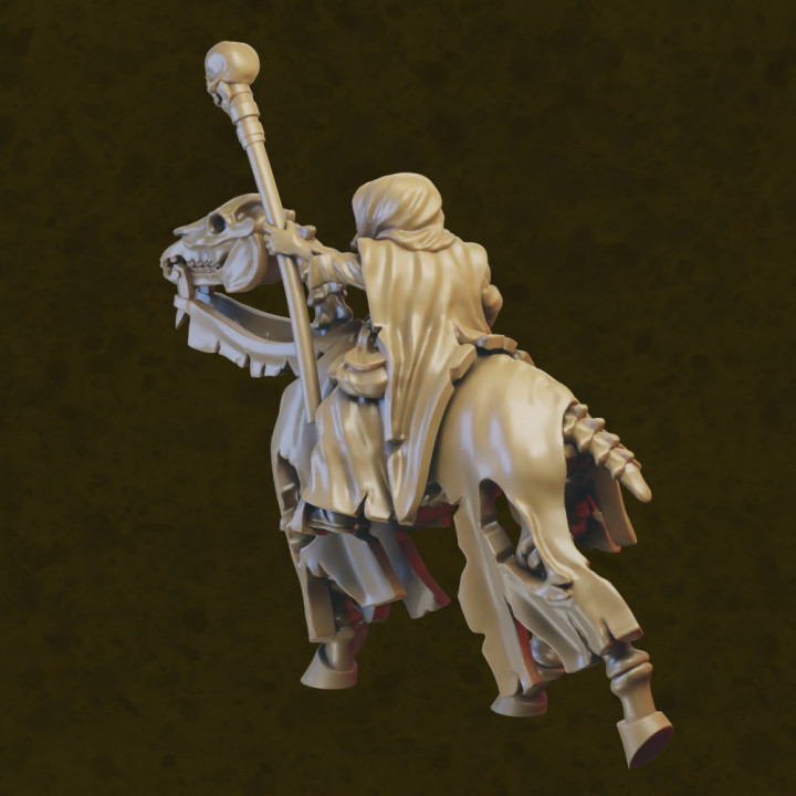 3D Printable Necromancer on horse miniature (32mm, modular) by Juhász ...