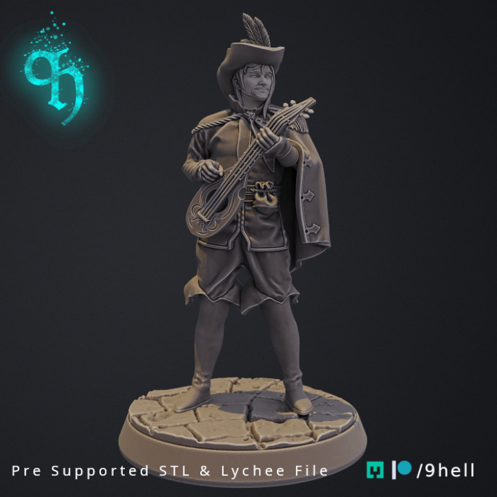 3D Printable Human Male Bard by 9hell