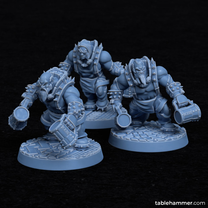 3D Printable Beerhead Brawlers (Dwarfs + Beer = Brawl! 🍺) by Tablehammer