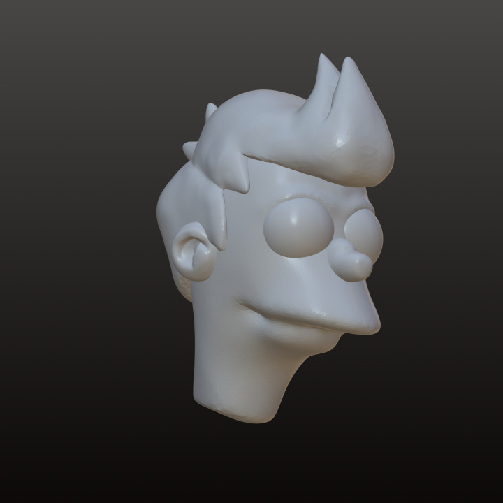 3D Printable Fry's Head for 28mm Miniatures by Lukas Eisenring