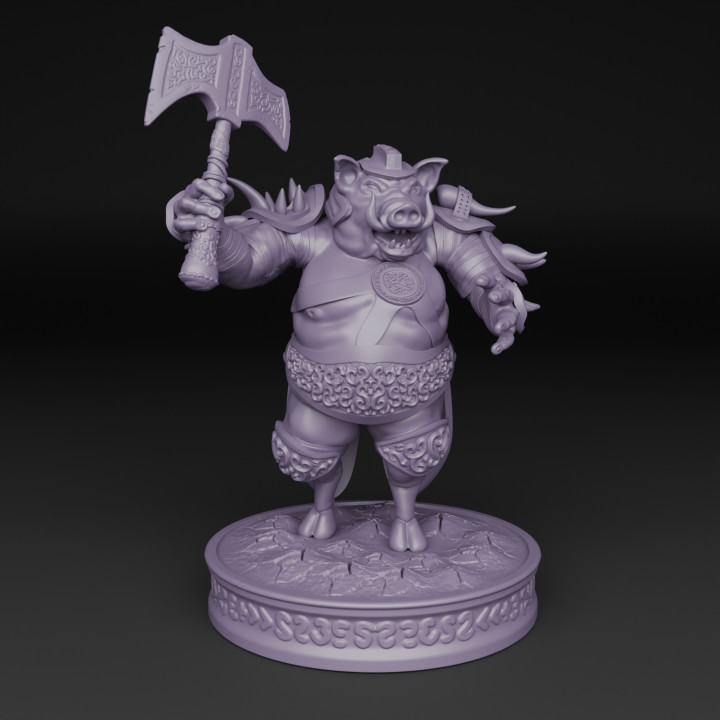 3D Printable Warrior Pig + Base by MirDraft