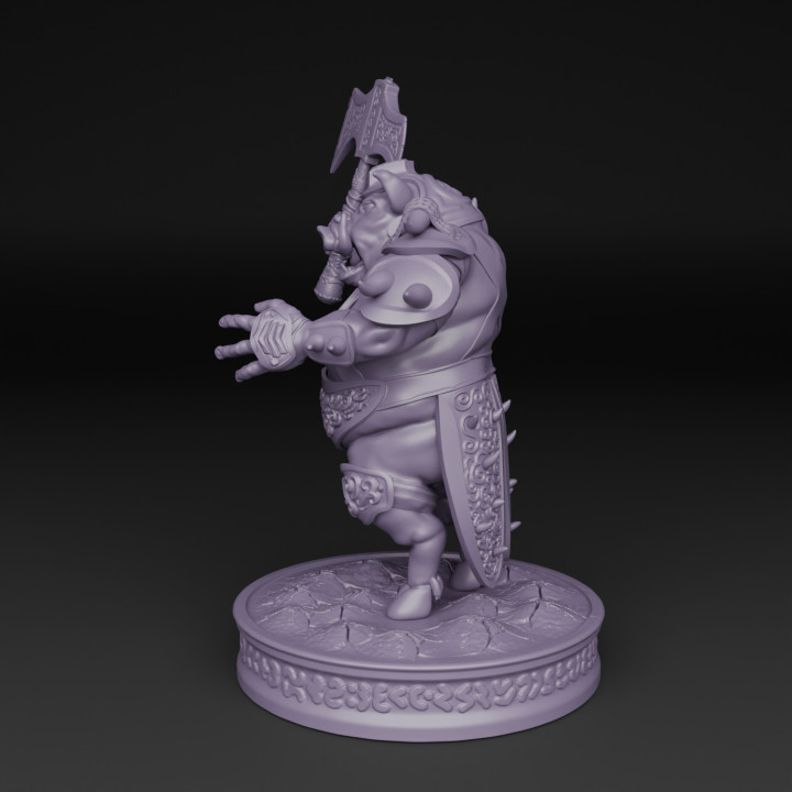3D Printable Warrior Pig + Base by MirDraft