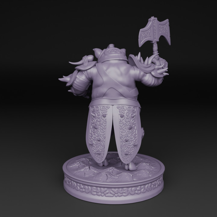 3D Printable Warrior Pig + Base by MirDraft