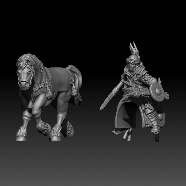 3D Printable Mounted Desert Spear Warriors - Desert Shadow Spear Mount ...