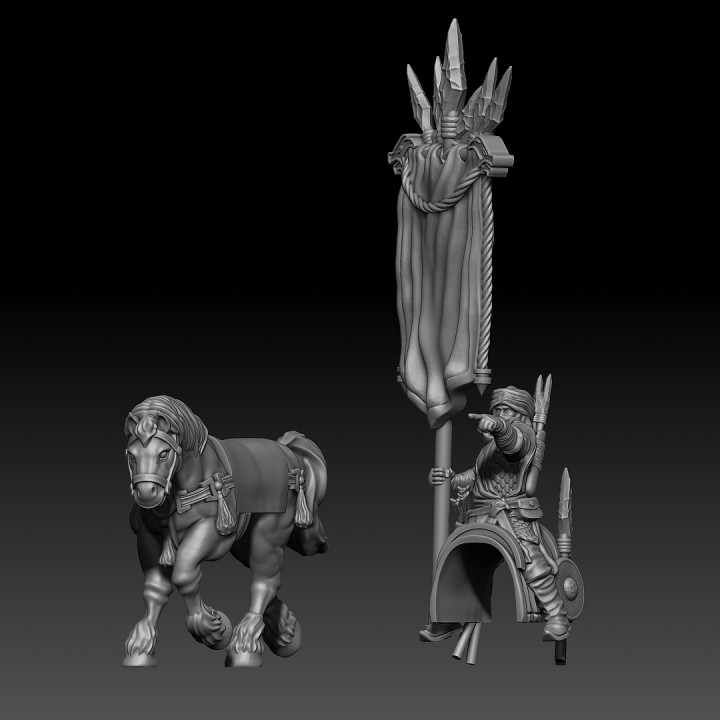 3D Printable Mounted Desert Banner Warriors - Desert Shadow Banner ...