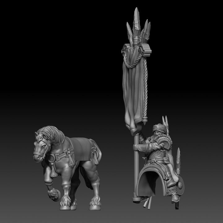 3D Printable Mounted Desert Banner Warriors - Desert Shadow Banner ...