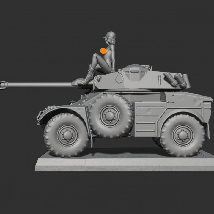3D Printable Girl and an AML 90 Panhard by Aronon