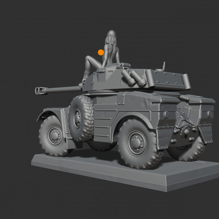 3D Printable Girl and an AML 90 Panhard by Aronon