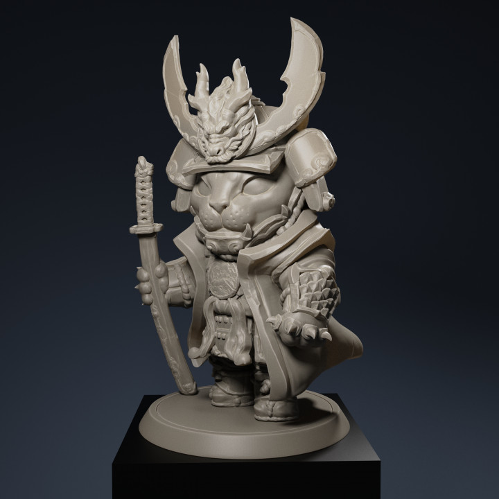 3D Printable SIAMMAR CAT SAMURAI by Art of V