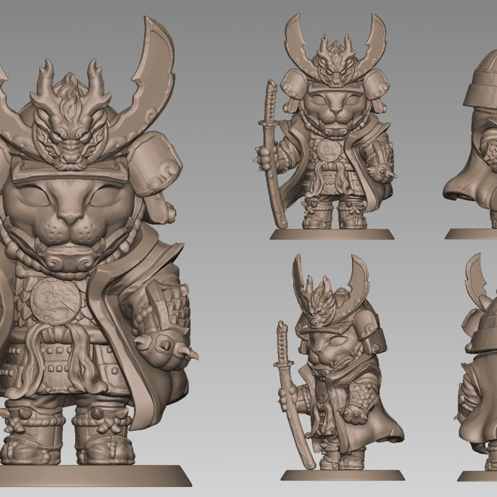 3D Printable SIAMMAR CAT SAMURAI by Art of V