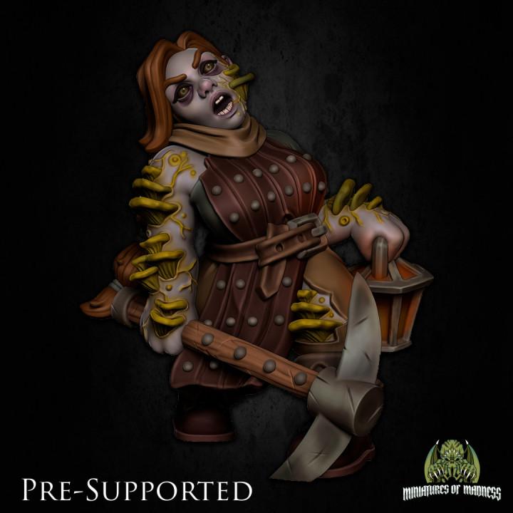 3D Printable Zombie Miner 4 [PRE-SUPPORTED] Dwarf Infected Female by ...