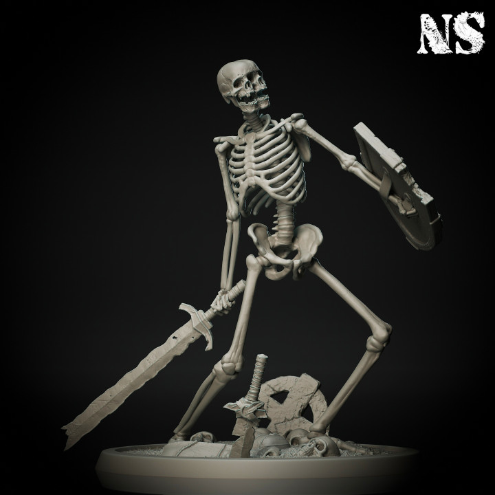 3D Printable Skeleton Warrior F by NS Miniatures