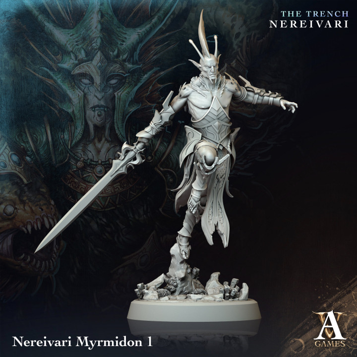 3D Printable Nereivari Myrmidon by Archvillain Games