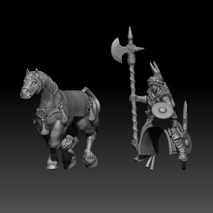 3D Printable Mounted Desert Halberd Warriors - Desert Shadow Halberd ...