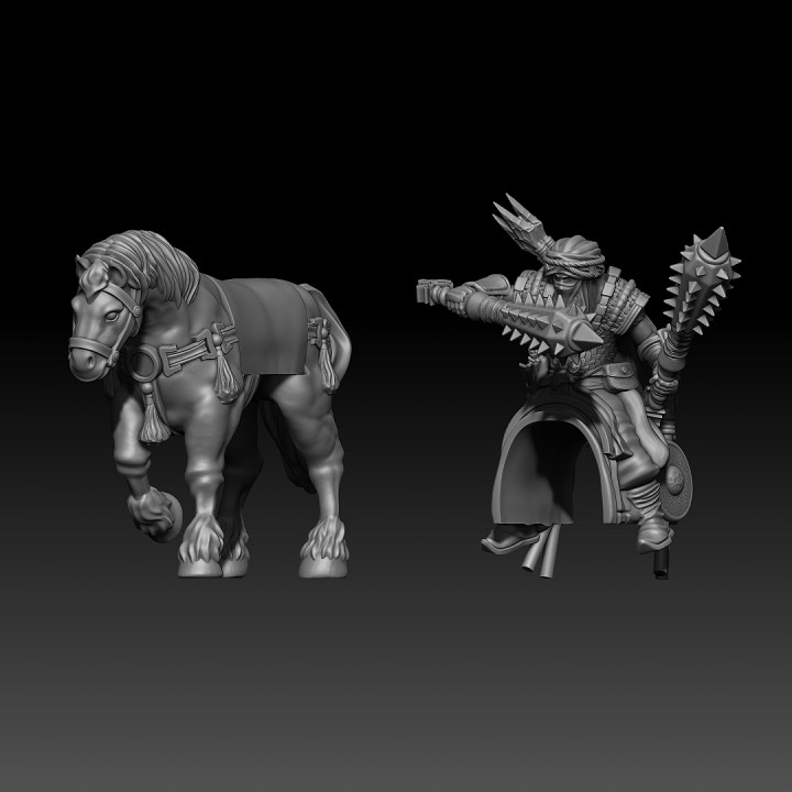 3D Printable Mounted Desert Dual Mace Warriors - Desert Shadow Dual ...