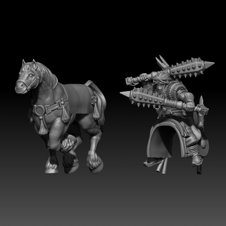 3D Printable Mounted Desert Dual Mace Warriors - Desert Shadow Dual ...