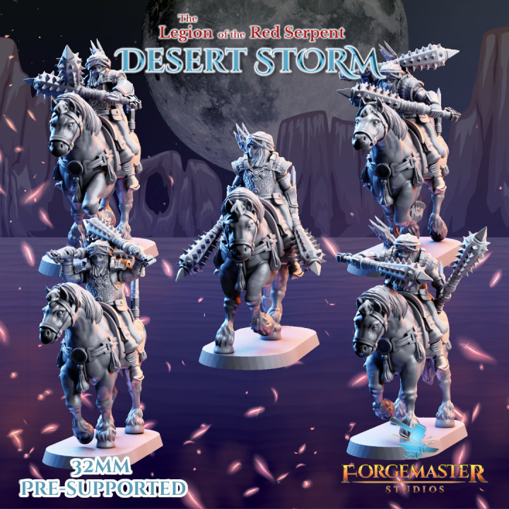 3D Printable Mounted Desert Dual Mace Warriors - Desert Shadow Dual ...