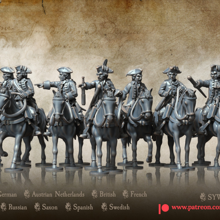 3D Printable SYW Mounted Artillery Officers by BattleCat Miniatures