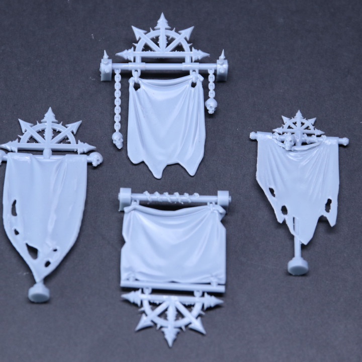 3D Printable Chaos Banners and Bits - Basing Bits by Voy Forges