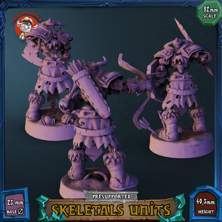 3D Printable Skeletal Units - 32mm scale pre-supported miniatures squad ...