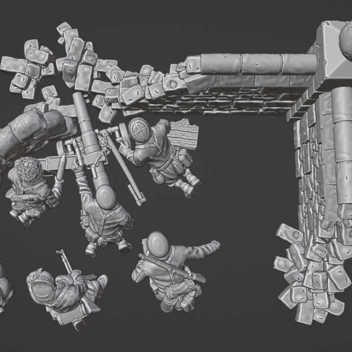 3D Printable 28mm German Fallschirmjager LG40 gun in fortified position ...