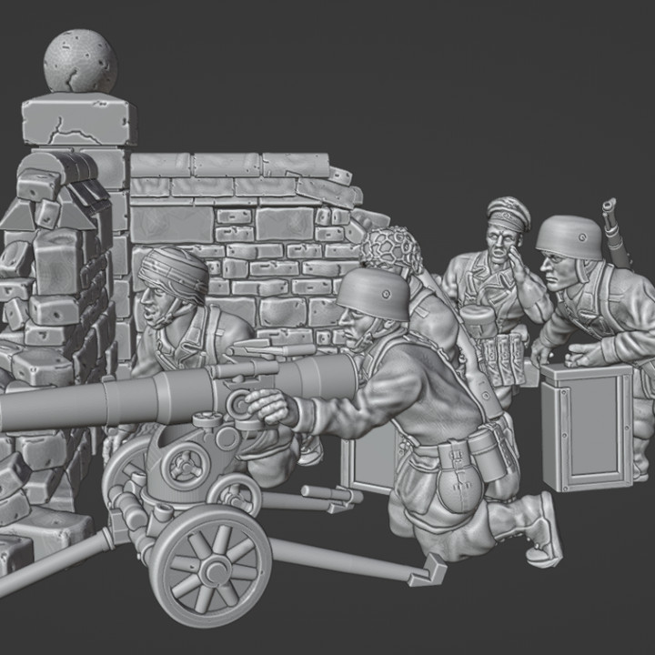 3D Printable 28mm German Fallschirmjager LG40 gun in fortified position ...
