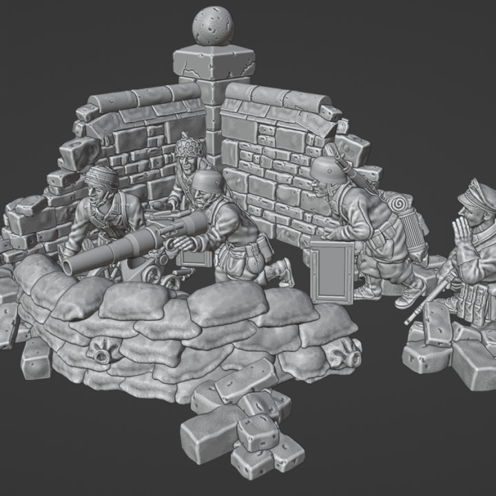 3D Printable 28mm German Fallschirmjager LG40 gun in fortified position ...