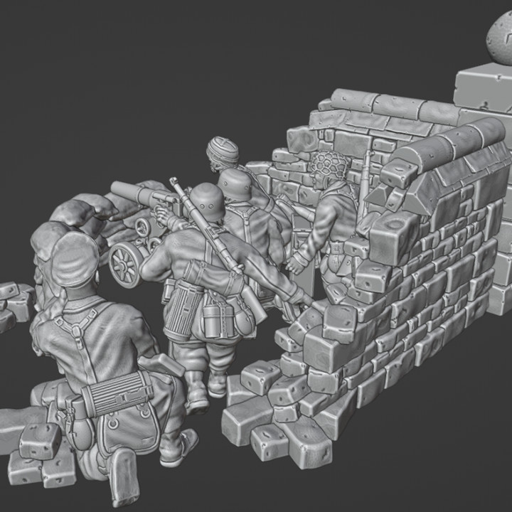 3D Printable 28mm German Fallschirmjager LG40 gun in fortified position ...