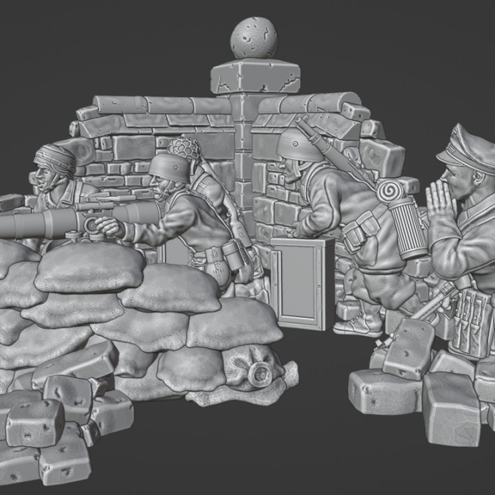 3D Printable 28mm German Fallschirmjager LG40 gun in fortified position ...