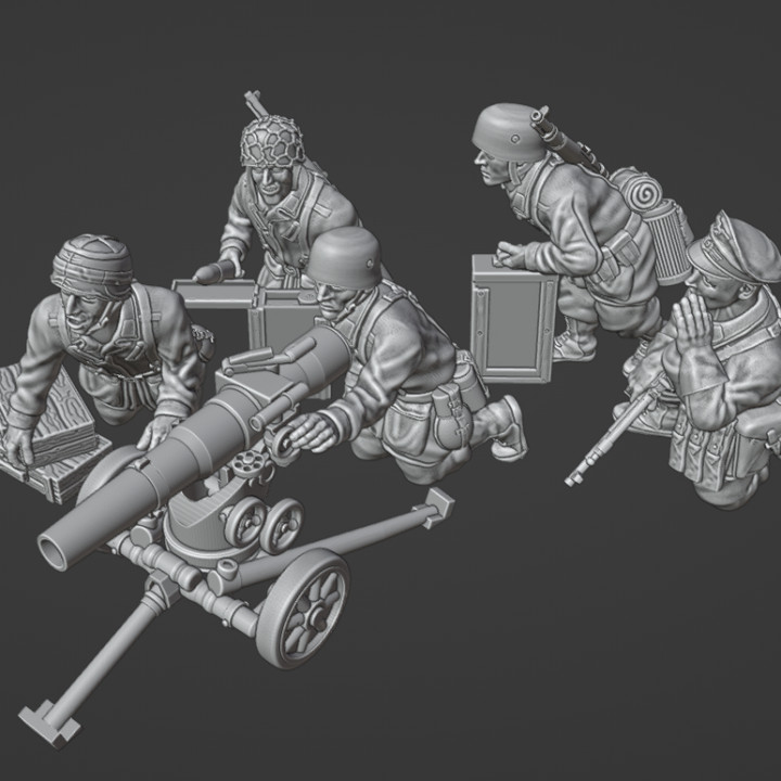3D Printable 28mm German Fallschirmjager LG40 gun in fortified position ...