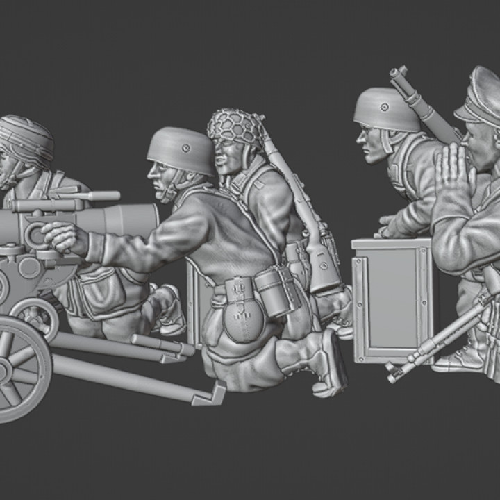 3D Printable 28mm German Fallschirmjager LG40 gun in fortified position ...