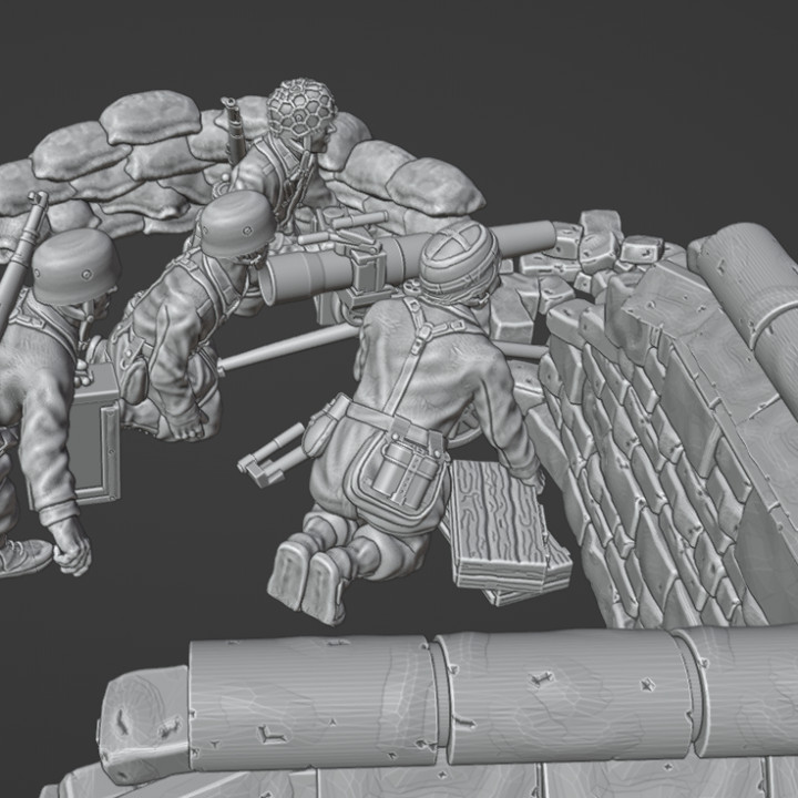 3D Printable 28mm German Fallschirmjager LG40 gun in fortified position ...