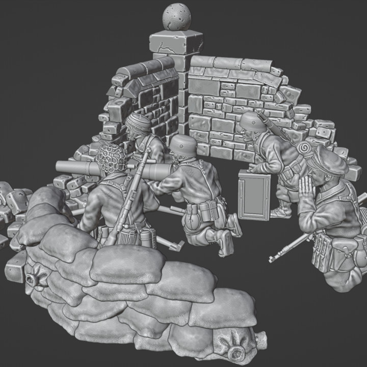 3D Printable 28mm German Fallschirmjager LG40 gun in fortified position ...