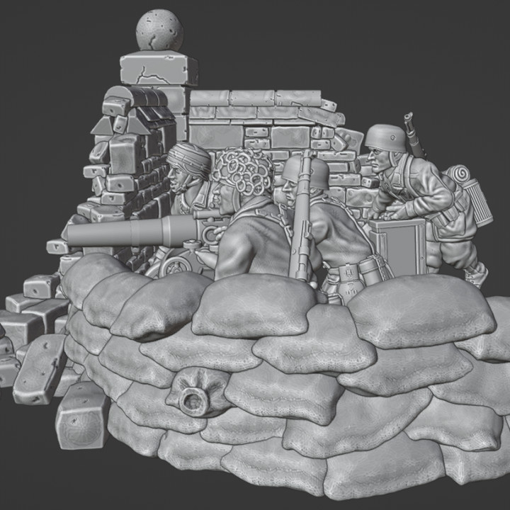 3D Printable 28mm German Fallschirmjager LG40 gun in fortified position ...