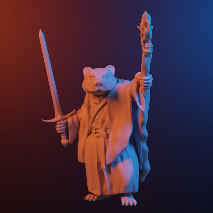 3D Printable Badger Wizard - The Grey Wanderer by Sloth Miniatures