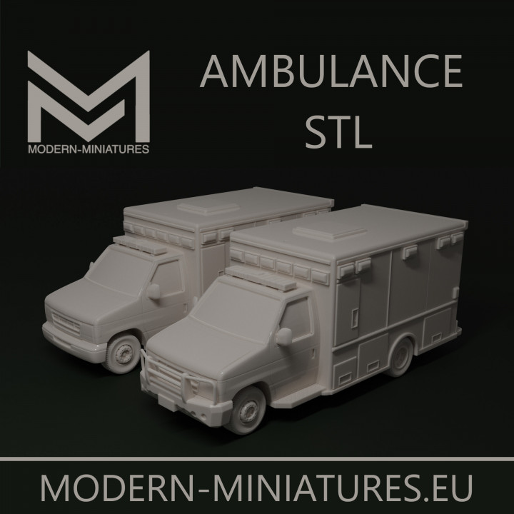 3D Printable US ambulance two versions by Modern-Miniatures.eu